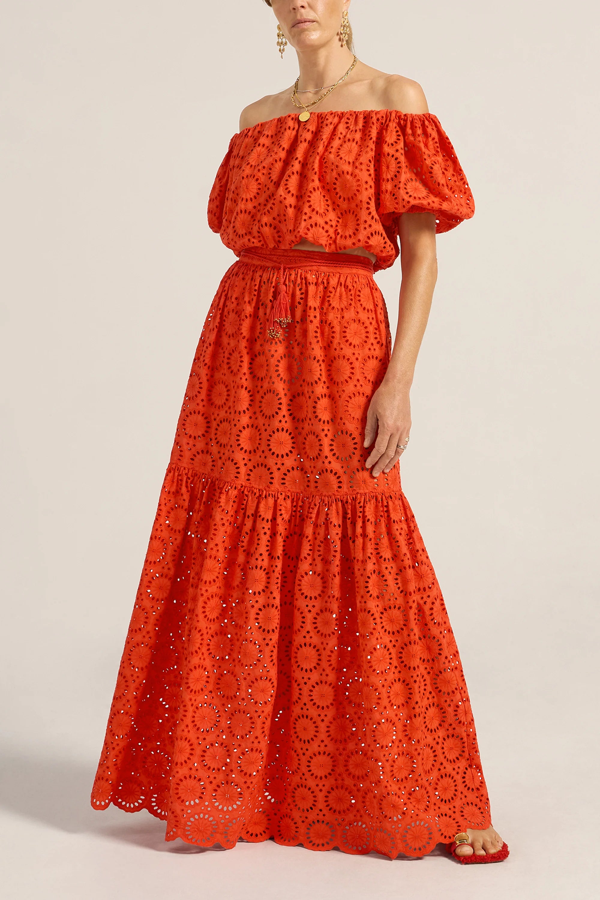 Antiope Top Pink & Red Eyelet - Ileo Nema – Badger & Fox Singapore